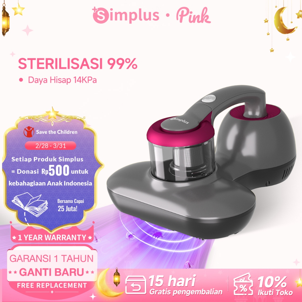 Jual Simplus Mite Vacuum Cleaner 15000Pa Vakum Penghilang Tungau Frekuensi Tinggi 10000kali ...
