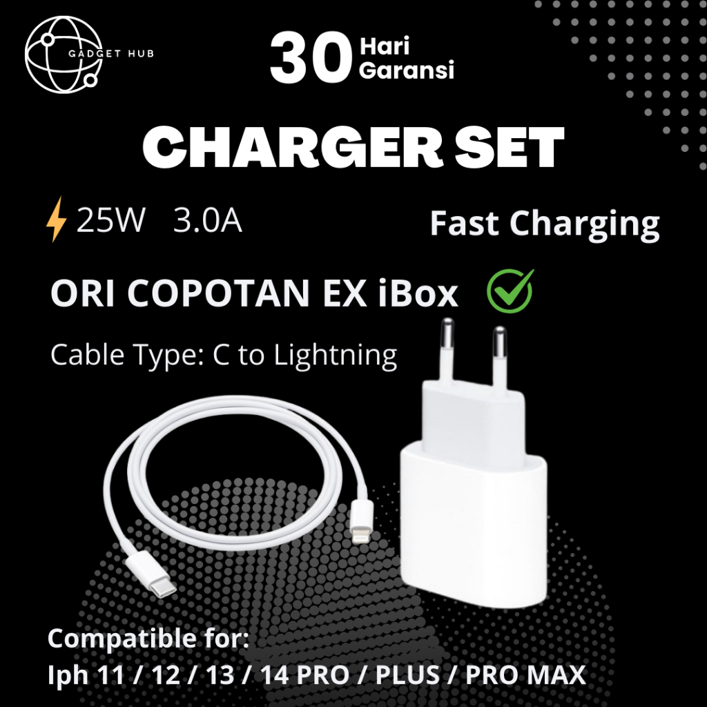 Jual Charger Ip 25W Ori Copotan Ex iBox Iph 11 / 12 / 13 / 14 Fast ...