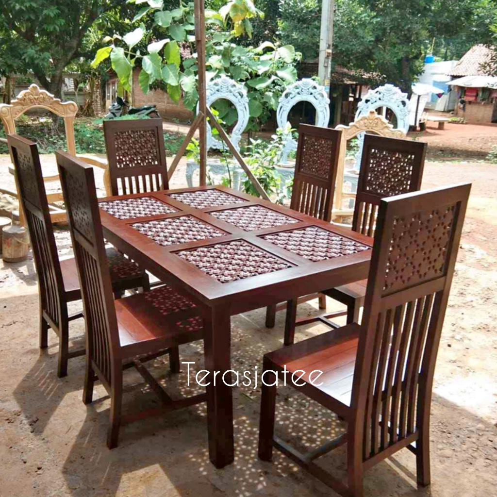 Jual Meja Makan Balero Ukir K6 Kayu Jati | Shopee Indonesia