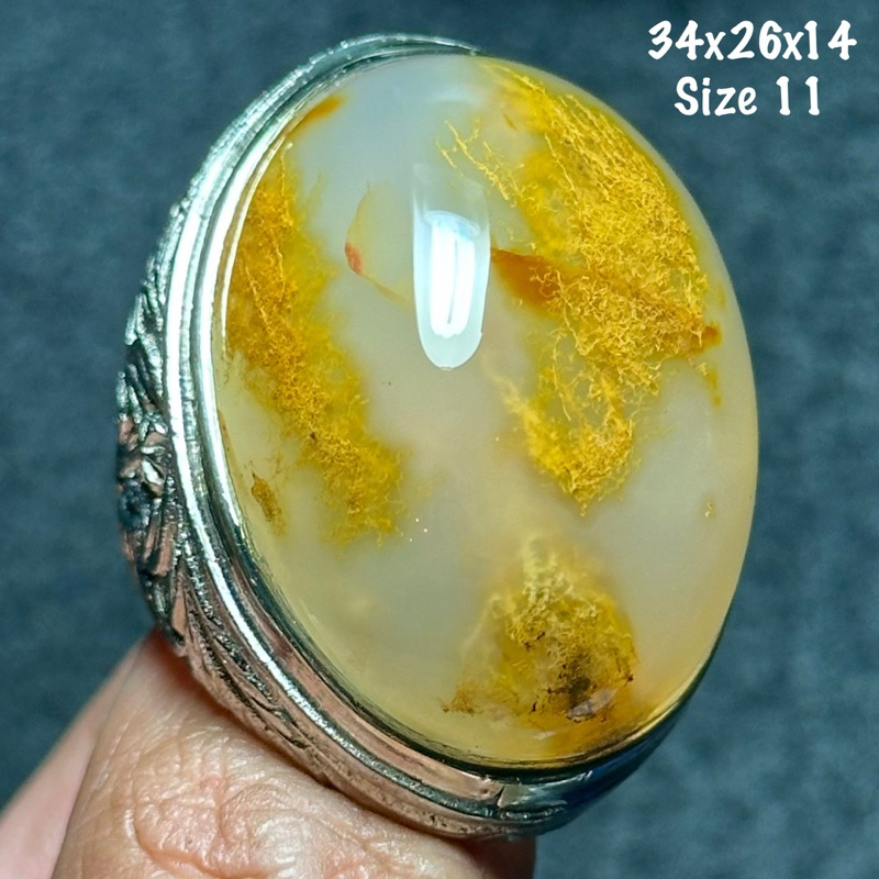 Jual Cincin Batu Akik Natural Baturaja Lumut Emas Aquarium Jumbo Jenong ...