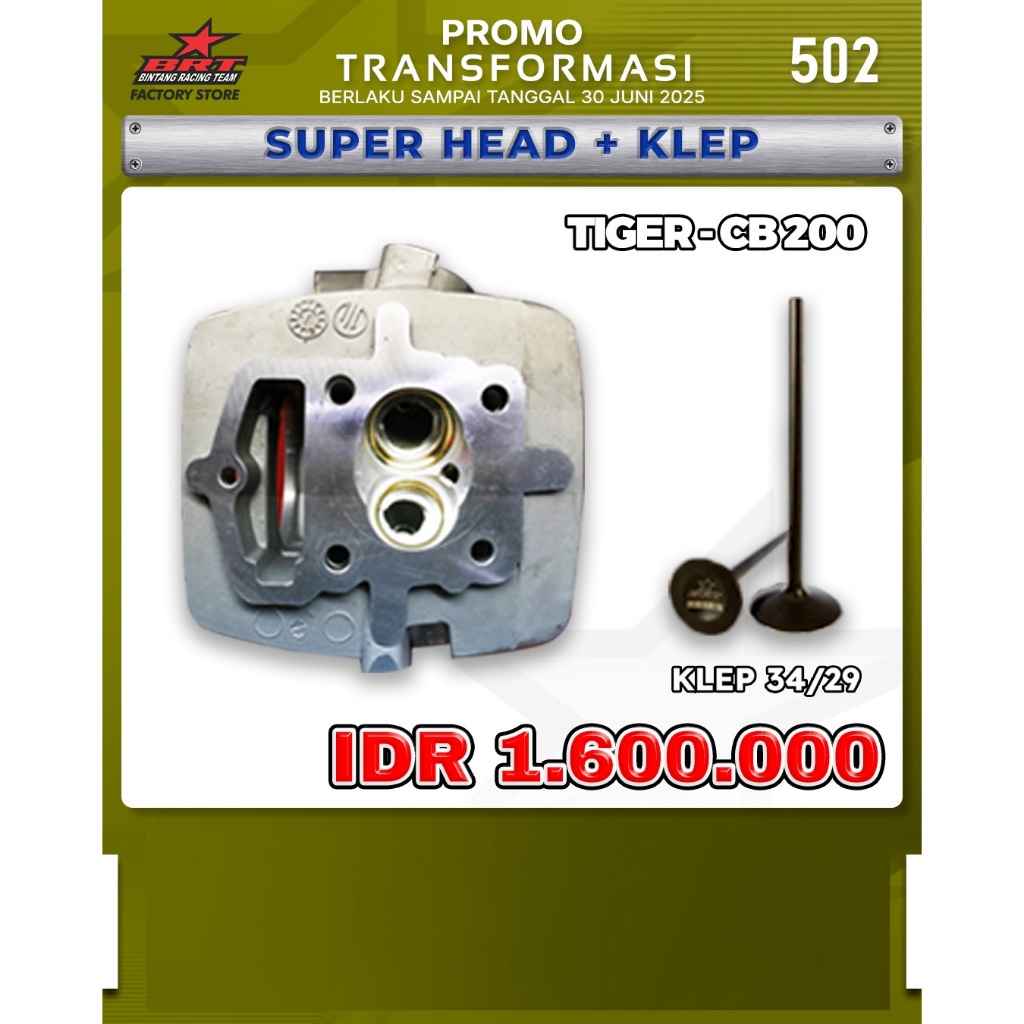 Jual HEAD ALBRONZE/NICKEL 34/29/36/31 NON PORTING CNC TIGER CB 200 BRT ...