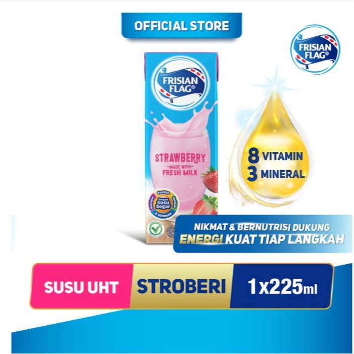 Jual Frisian Flag Susu Uht Strawberry 225ml | Shopee Indonesia