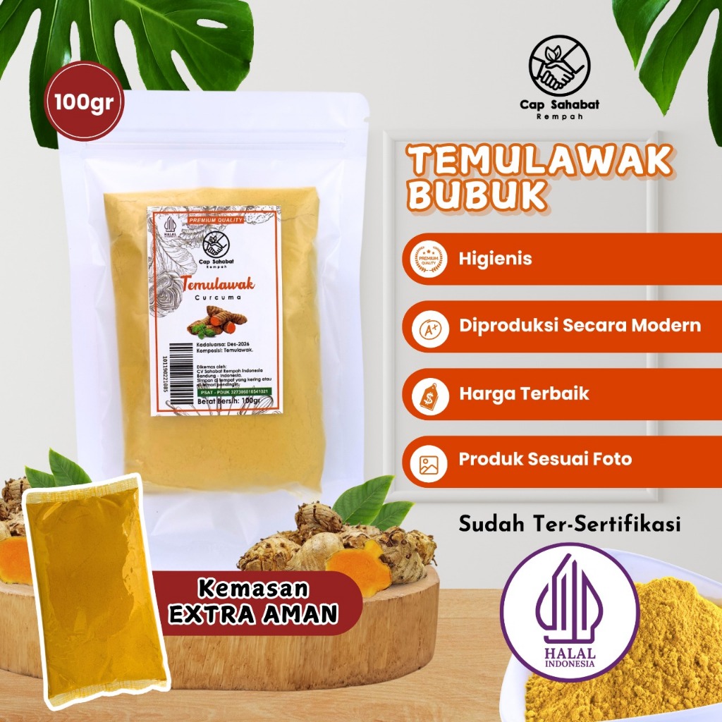 Jual 100gr Temulawak Bubuk / Ground Java Turmeric / Rempah / JSR 100% ...
