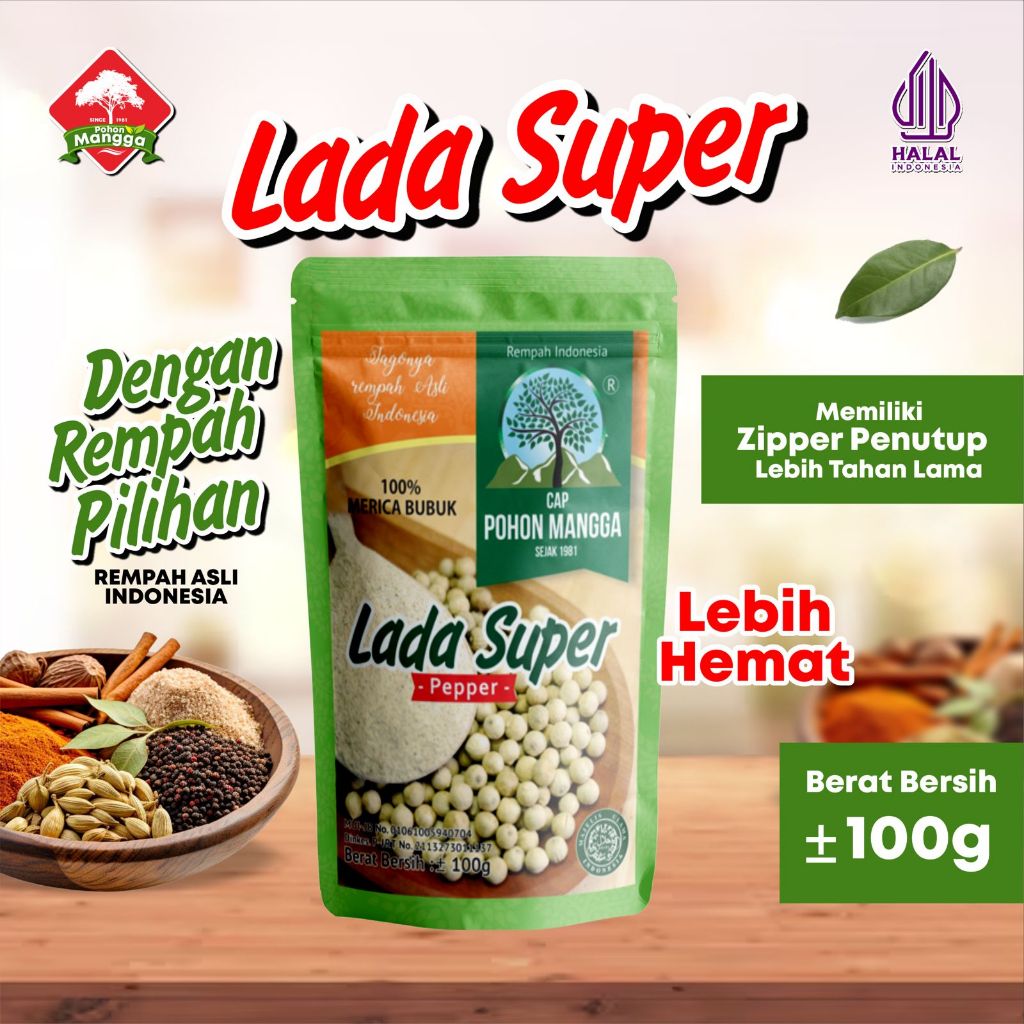 Jual (POUCH) Lada Bubuk Cap Pohon Mangga 100gr | Shopee Indonesia