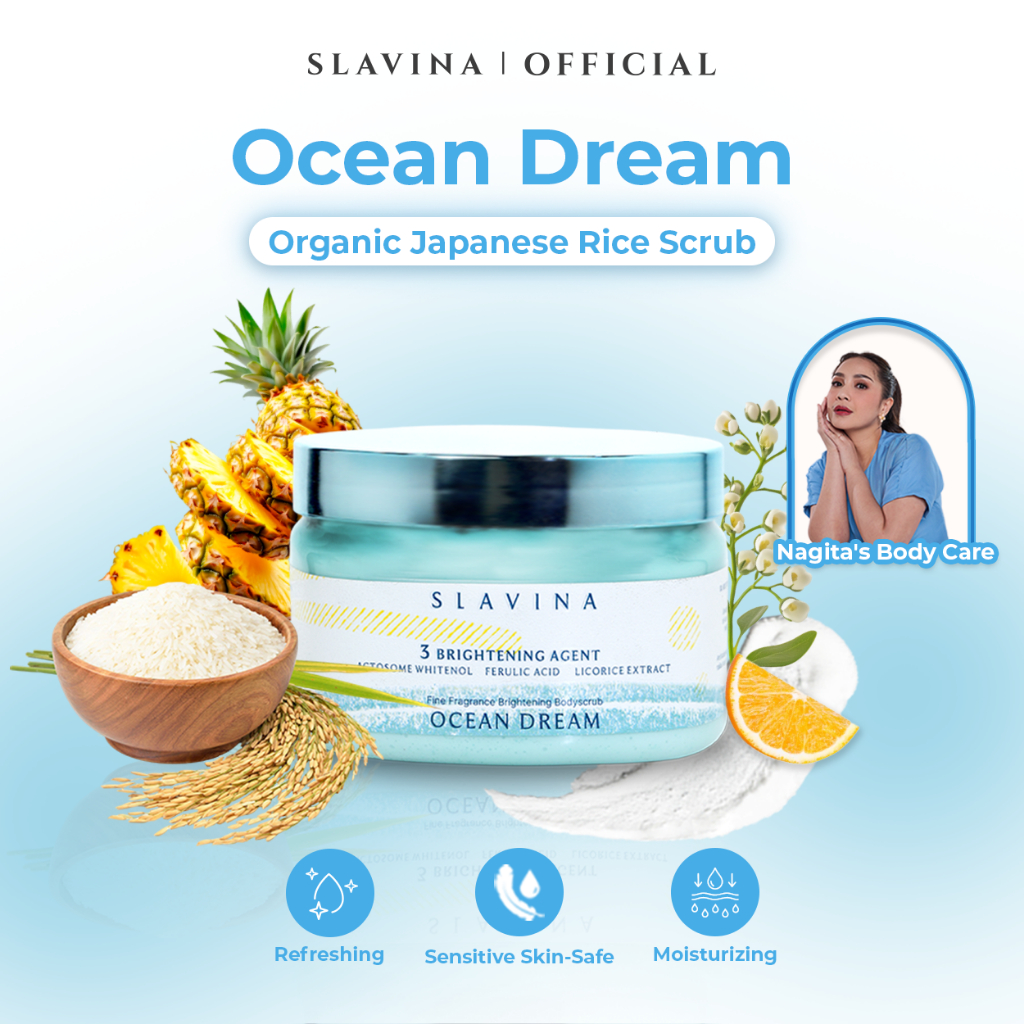 Jual SLAVINA Organic Rice Body Scrub Ocean Dream | lulur badan ...
