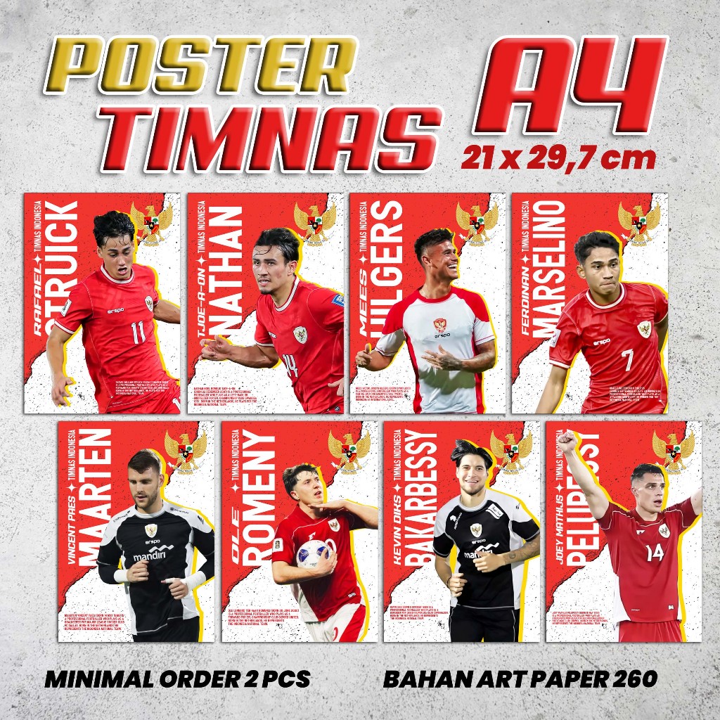 Jual POSTER TIMNAS - POSTER UKURAN A4 - POSTER GAMBAR TIMNAS INDONESIA ...