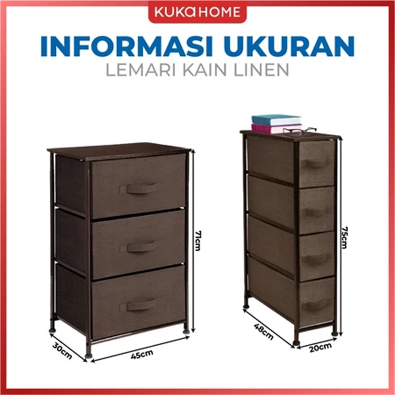 Jual KUKA Lemari Sisi Ranjang Lemari Kain Linen 2 Laci Kabinet ...