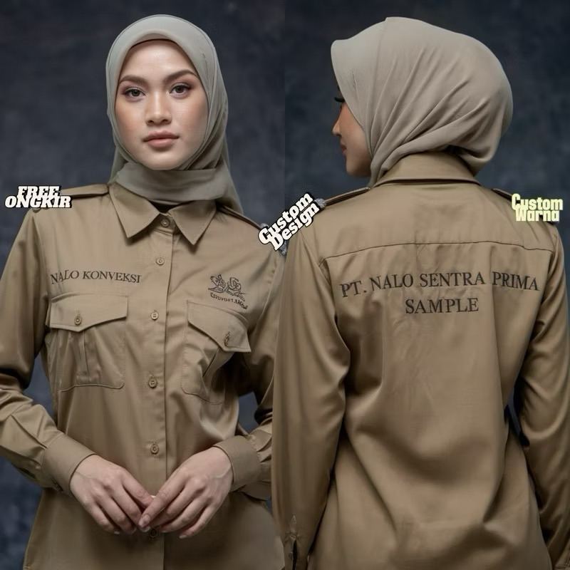 Jual KEMEJA BORDIR CUSTOM | KEMEJA PDH PDL CUSTOM REQUEST WARNA DAN DESAIN | KEMEJA ORGANISASI ...