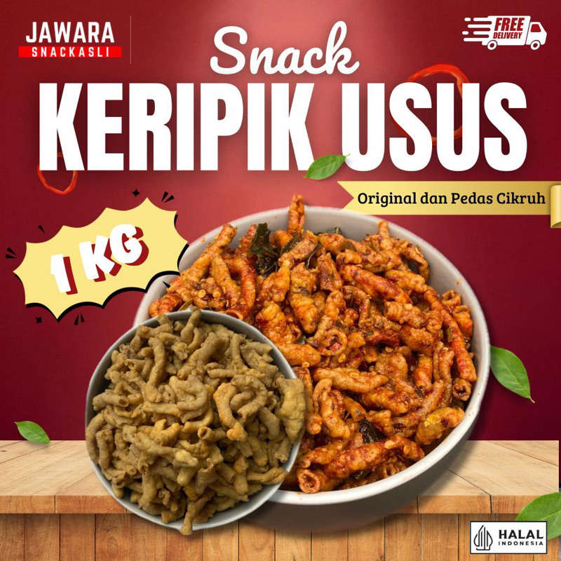 Jual PAKET BUNDLING KRIPIK USUS 1KG (500Gram Pedas Cikruh & 500Gram ...