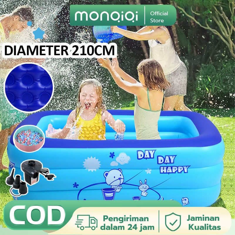 Jual MONQIQI 2.1M Kolam Renang Anak Jumbo 3Rings Kolam Renang Keluarga Tiup Besar Family ...