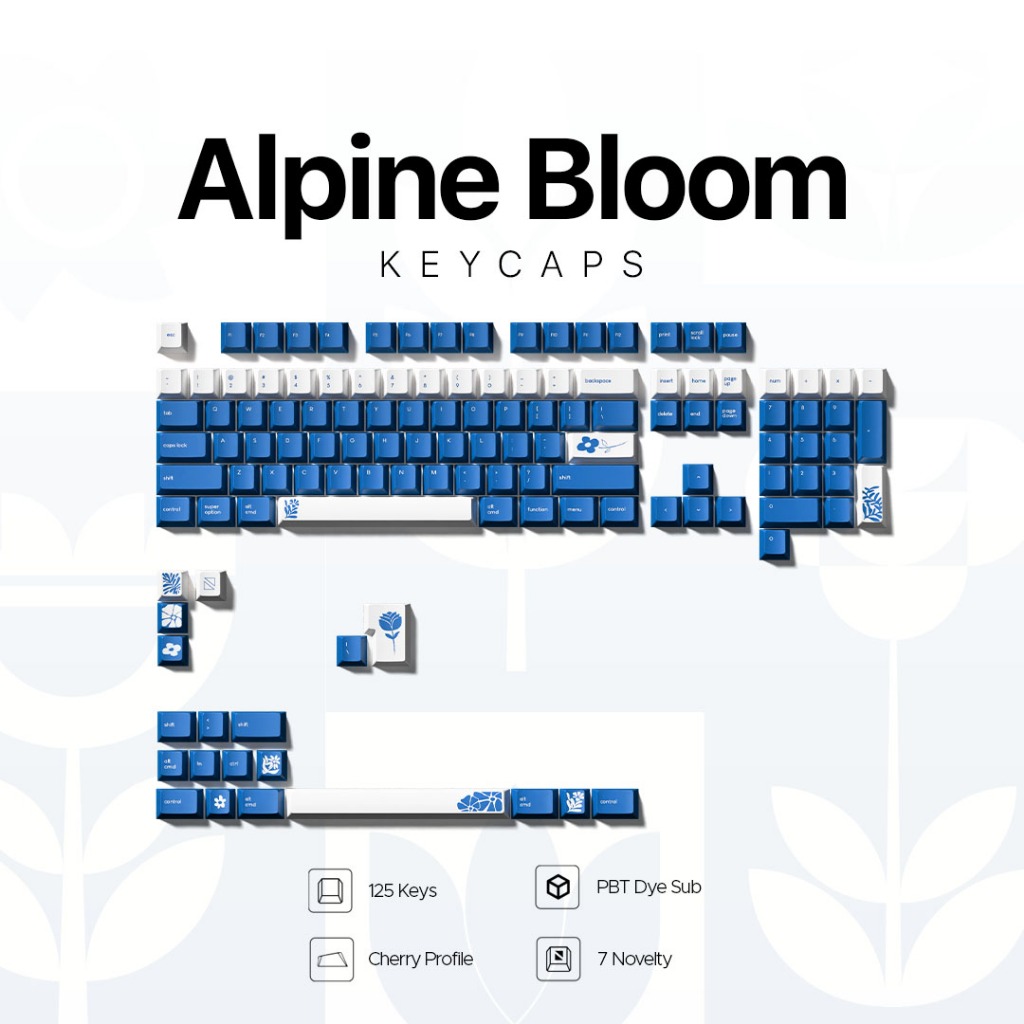 Jual Noir Alpine Bloom Keycaps - PBT Dyesub Cherry Profile 125 keys ...
