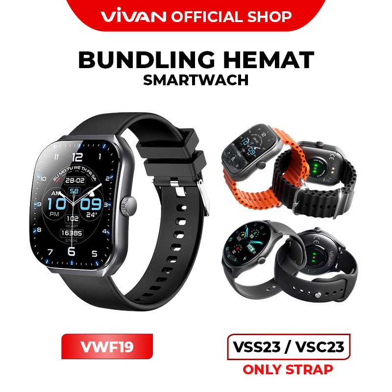Jual BUNDLING HEMAT VIVAN Smart Watch VWF19 100+ Sports Mode IP68 ...