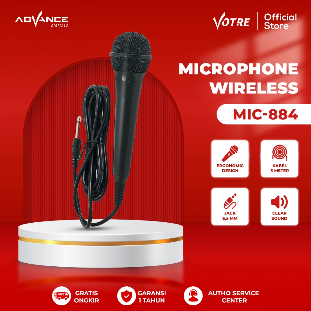 Jual Advance MIC884 Karaoke Profesional Dynamic Microphone Mic Kabel ...