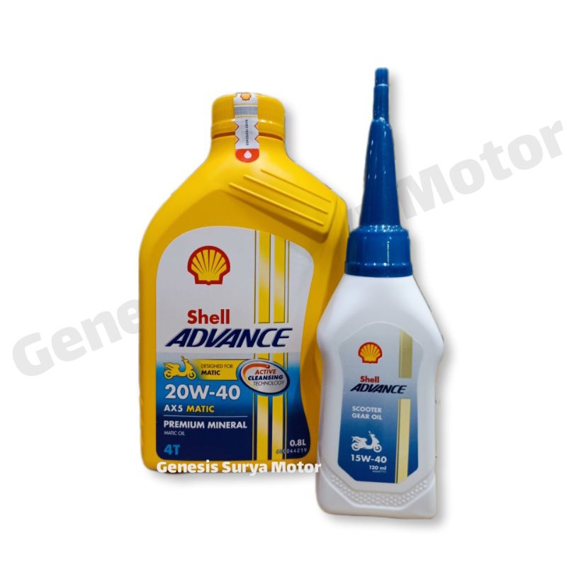 Jual Oli Shell Advance AX5 Matic 20W40 0.8LT paket Oli Gear Shell 120ml ...