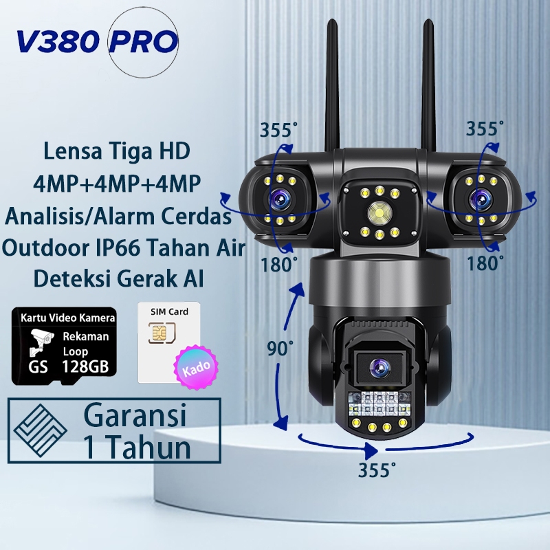 Jual V380 Pro CCTV Kamera 3 Lensa Sesungguhnya 4K 12MP Outdoor IP66 ...