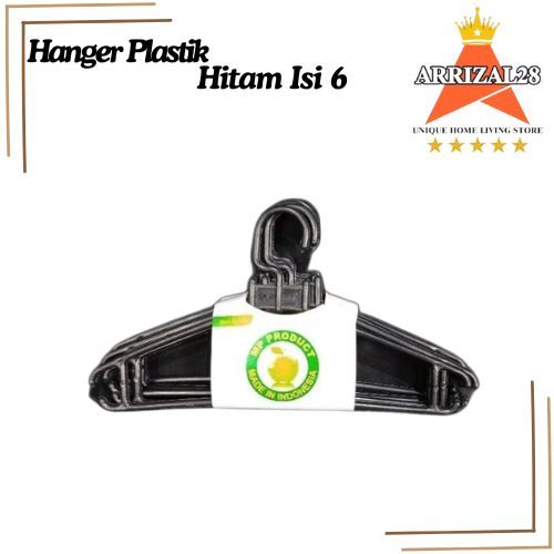Jual *HANGER PLASTIK HITAM SET (ISI 6PCS) | Shopee Indonesia
