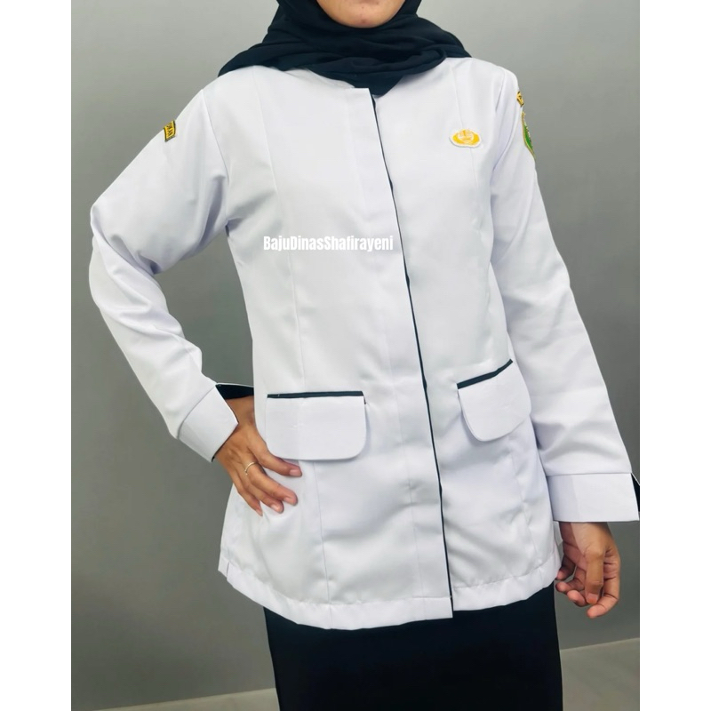 Jual BAJU DINAS WANITA LIST HITAM / BAJU ASN WANITA 2 KANTONG BAWAH ...
