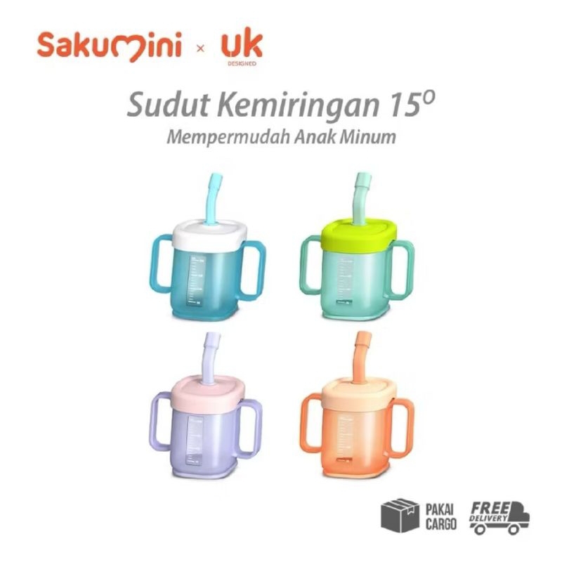 Jual SAKUMINI Curve Straw Cup 200ml Anti Tumpah | Shopee Indonesia