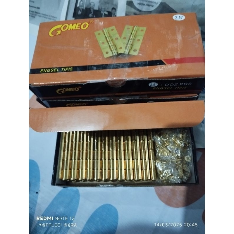 Jual GOMEO engsel tipis goldplate 2,5" promo 12 pasang(1 dus) | Shopee ...