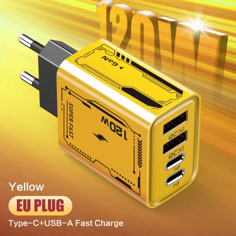 Jual Adaptor charger 4port fast charging 120watt 2 type C+2 type A ...