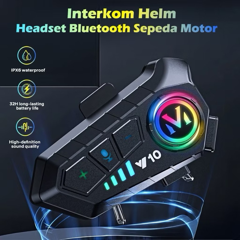 Jual INTERCOM HEADSET BLUETOOTH Y10 5.3 WATER RESISTANT IPX6 HELM ...