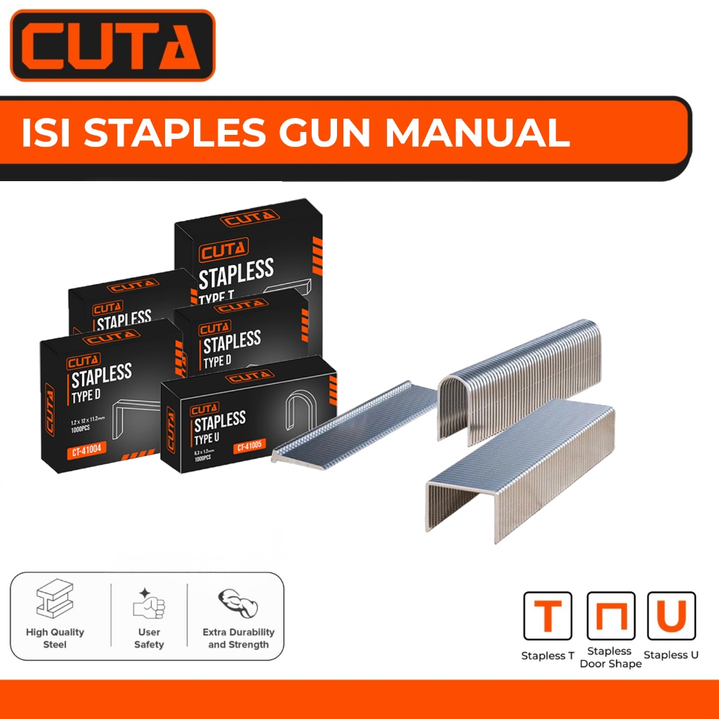 Jual CUTA Isi Staples Refill Staples 1000Pcs Tipe D Tipe U Tipe T Isi ...