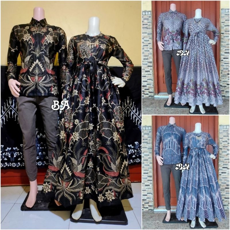 Jual Gamis Batik Modern Couple Baju Kondangan Couple Gamis Undangan Set ...