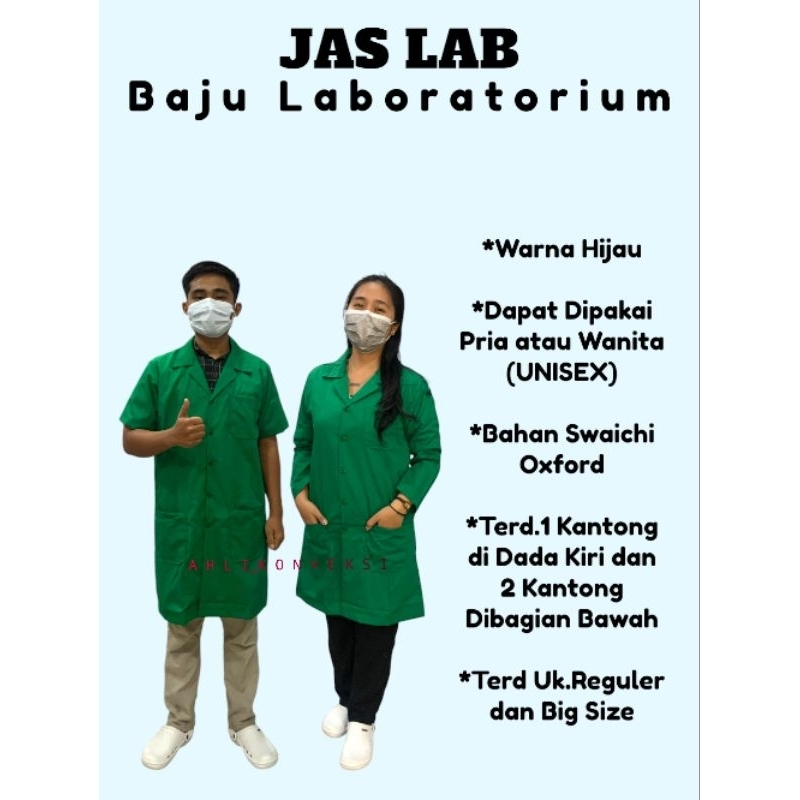Jual Baju Laboratorium Warna *HIJAU*/Baju Lab Warna/Baju Praktikum/Bisa ...