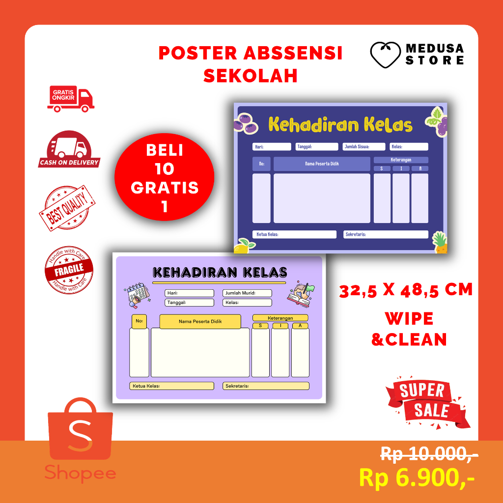 Jual Poster Sekolah - Poster Absensi Kelas Siswa dan Murid | Shopee ...