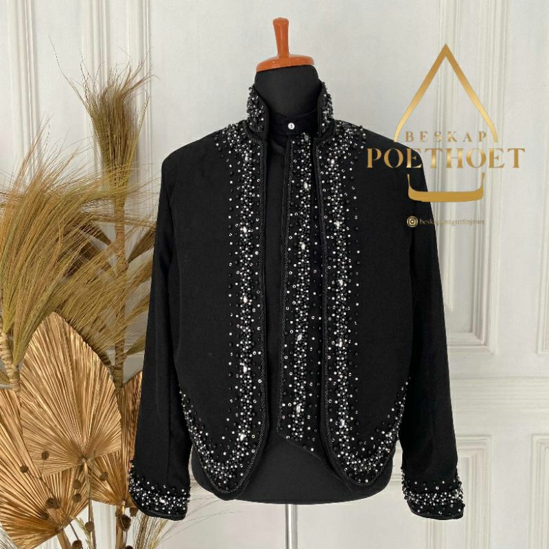 Jual Beskap dan basofi pengantin hitam jetblack payet simple elegan ...