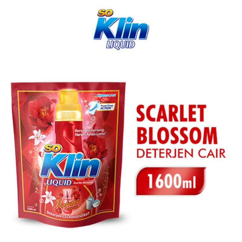 Jual Sabun Cair SoKlin So Klin Liquid Deterjen Cair Blossom Scarlet Refill 1600 ml (1,6 L ...