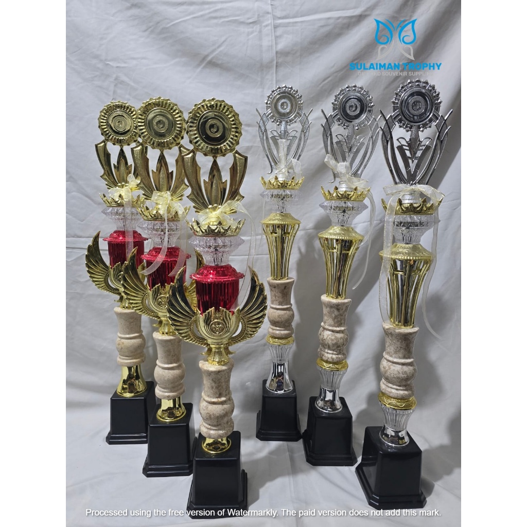 Jual Piala/Trophy PREMIUM Set 1-3 dengan tulisan logo dan pita | Shopee ...