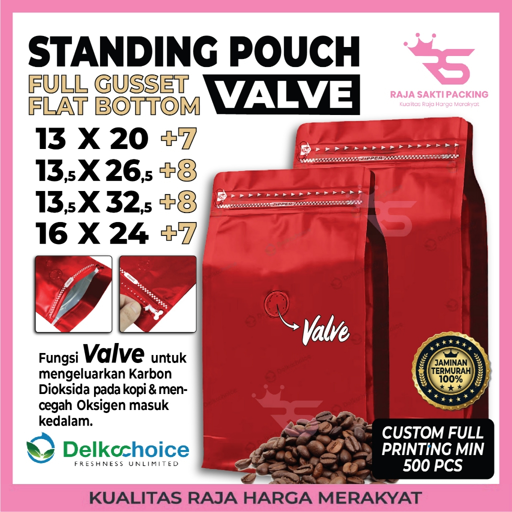 Jual Coffee Bag Kemasan Biji Bubuk Kopi Plastik Klip Merah Delkochoice ...