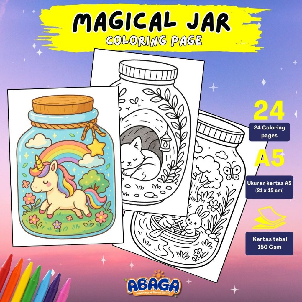 Jual Cute Magical Jar Coloring Pages | Lembar Mewarnai Anak, Dewasa ...