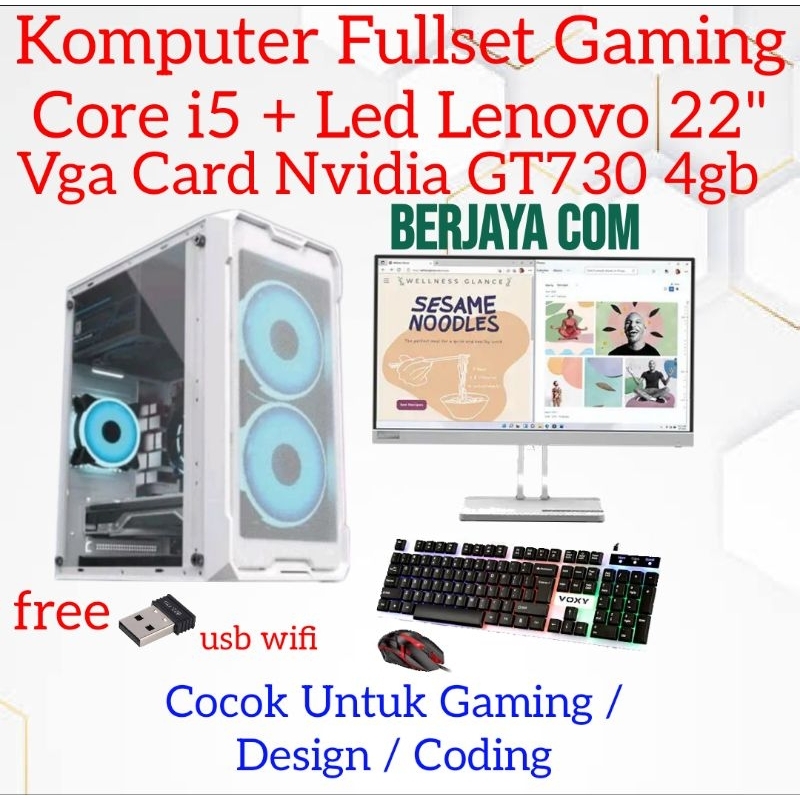 Jual Full Set Putih Core i5 - Lenovo 22" - Vga Nvidia 4gb 16gb Ram 500gb ssd pc rakitan gaming ...