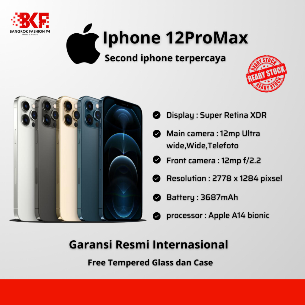 Jual IPHONE 12PROMAX 128/256GB SECOND LIKE NEW FULLSET BERGARANSI ...