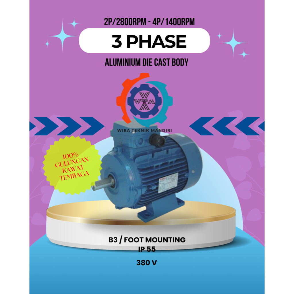Jual Dinamo 2 HP 3Phase 2800Rpm - 1400Rpm Elektro Motor 1,5 KW 2pole - 4pole | Shopee Indonesia
