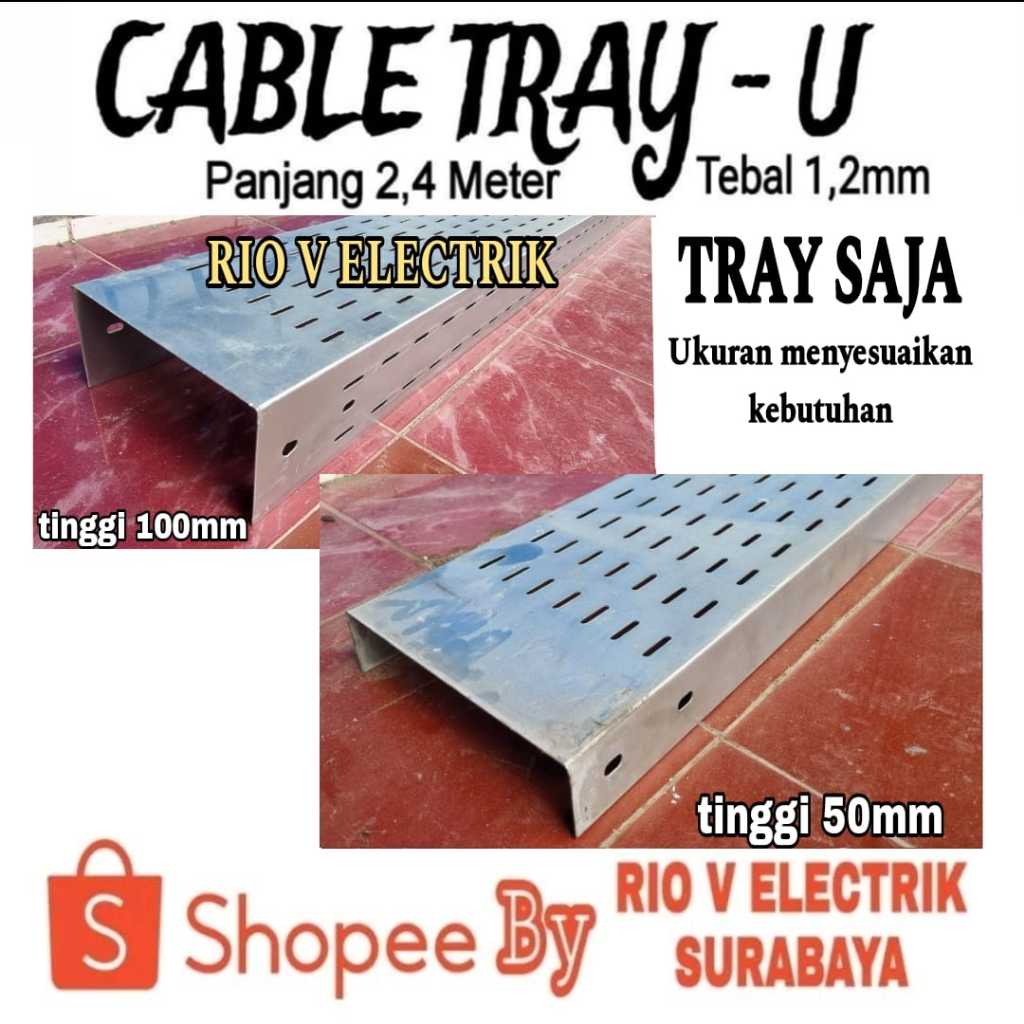 Jual CABLE TRAY PERFORATED TRAY U 200X100X2400 X 1,2mm Galvanis Electro ...