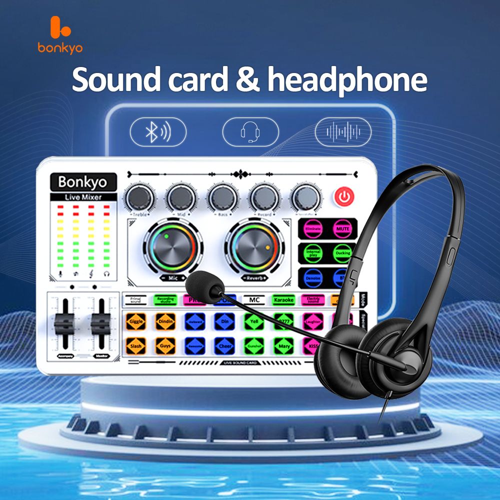 Jual Bonkyo F999 sound card White set Peralatan Bernyanyi atau siaran ...