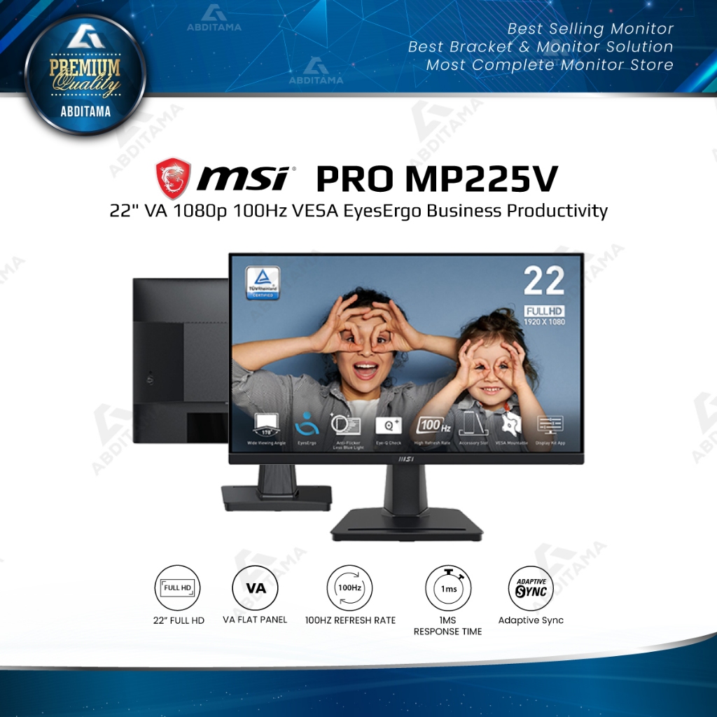 Jual Monitor LED MSI PRO MP225V 22" VA 1080p FHD 100Hz HDMI 1.4 x1 VGA ...