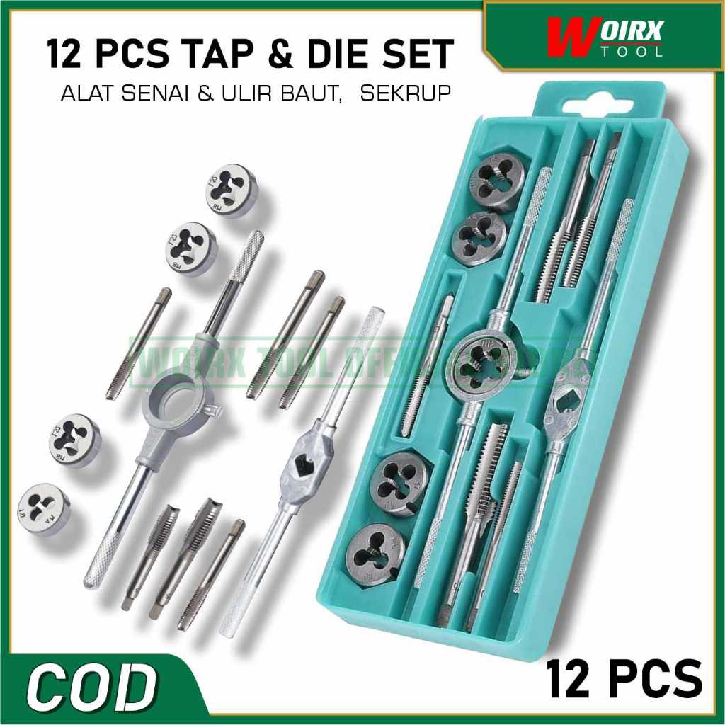 Jual WOIRX TOOL Tap Die Set 12 PCS Alat Snai dan Tap Ulir Mur Baut Alat ...