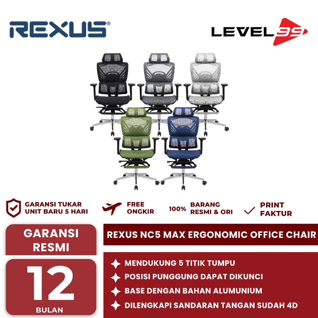 Jual Rexus Nc5 Max Ergonomic Office Chair | Shopee Indonesia