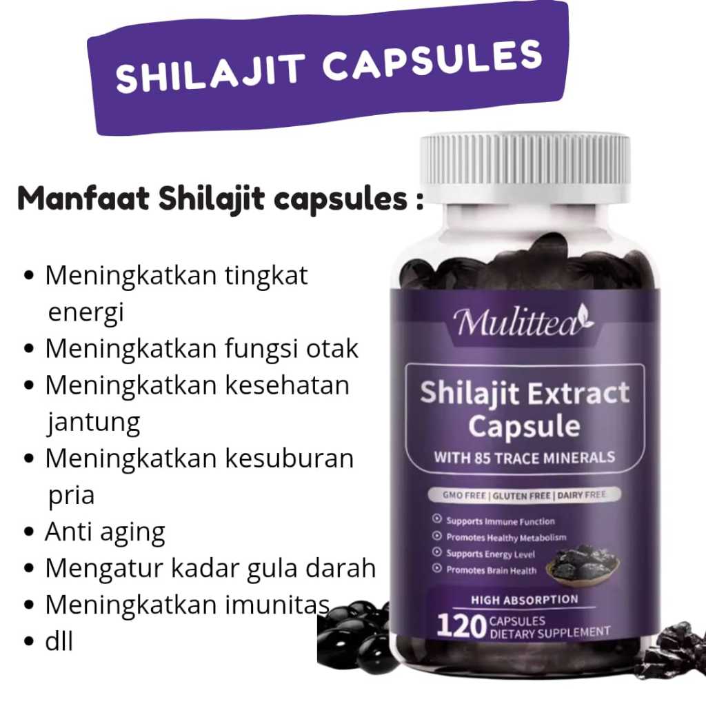 Jual MULITTEA SHILAJIT EXTRACT 120 CAPSULES WITH 85 TRACE MINERALS ...