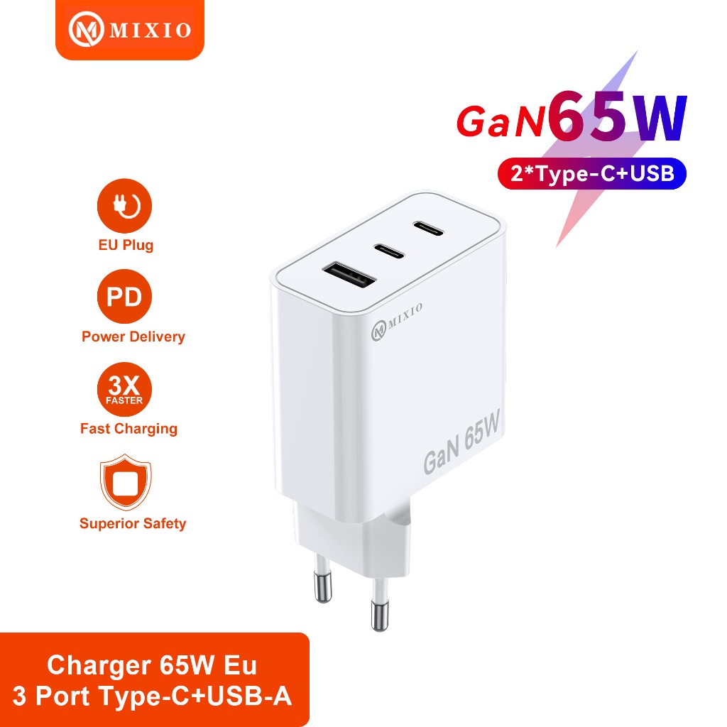 Jual MIXIO GaN 65W Kepala Charger Multi Mac Android Gan Fast Charging ...