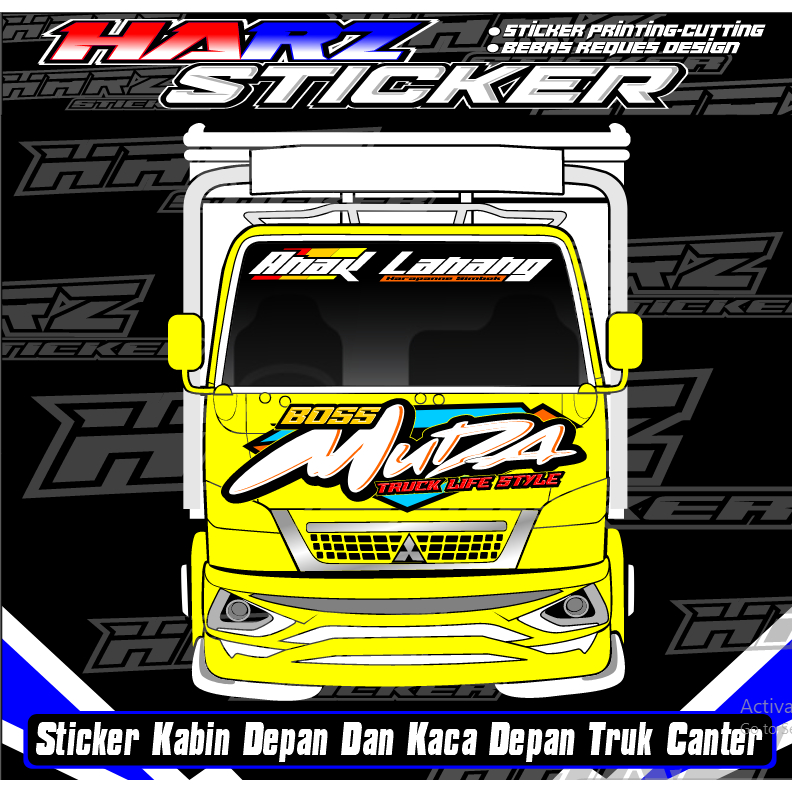 Jual Stiker Kabin Depan Truck Canter-Stiker Boss Muda-Stiker Anak ...