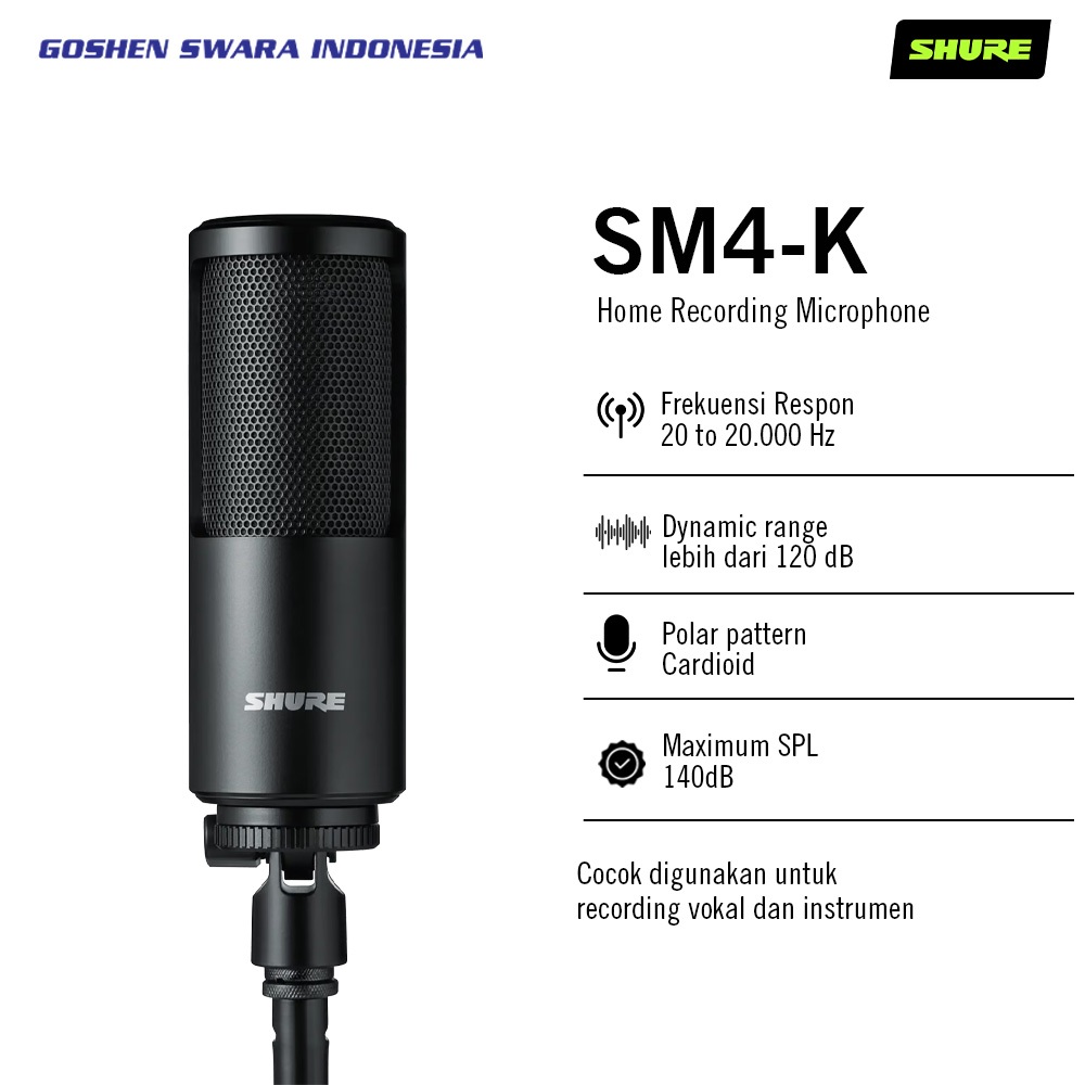 Jual Shure SM4-K, Home Recording Microphone | Shopee Indonesia