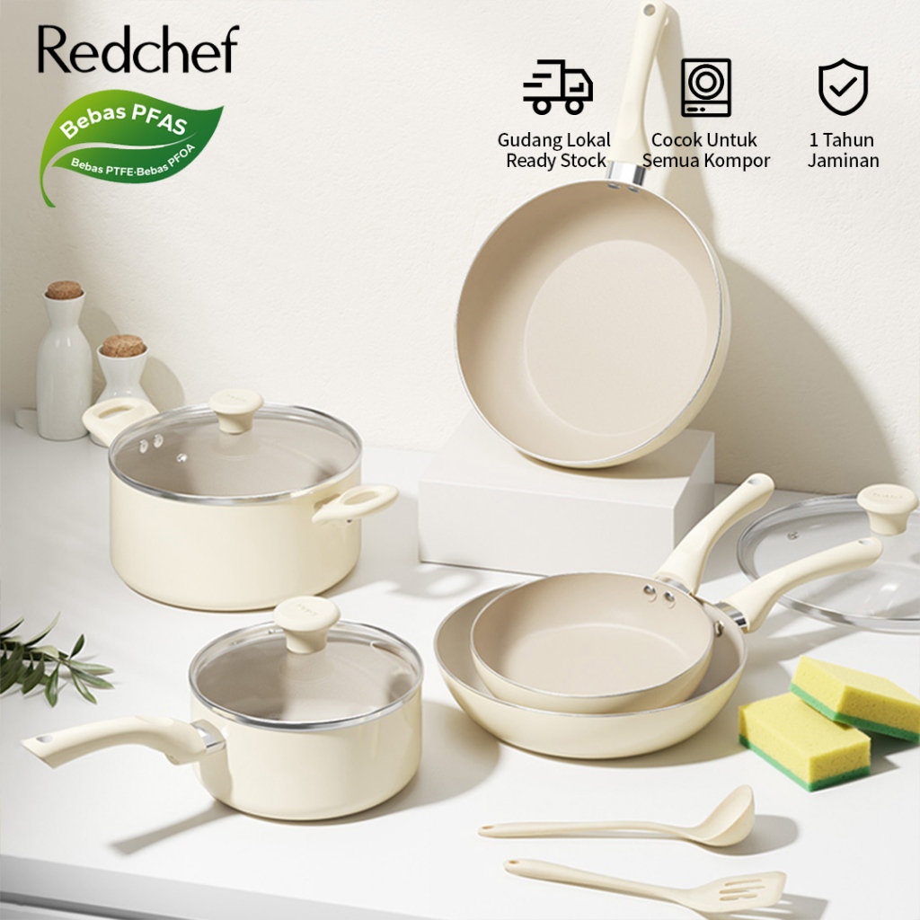 Jual Redchef Set Peralatan Masak Anti Lengket Keramik Rock 12-Piece Bebas PFAS, PTFE, dan PFOA ...
