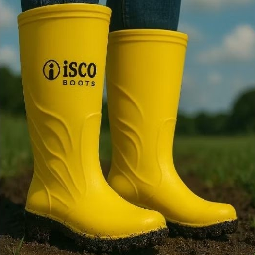 Jual Sepatu Boot Tinggi ISCO TARO HiTAM/KUNING/HIJAU boots Karet Lokal ...