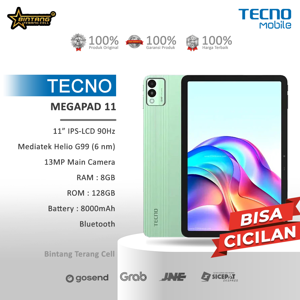 Jual Tecno megapad 11 ram 8+8/256gb ram 8/128gb garansi resmi | Shopee ...