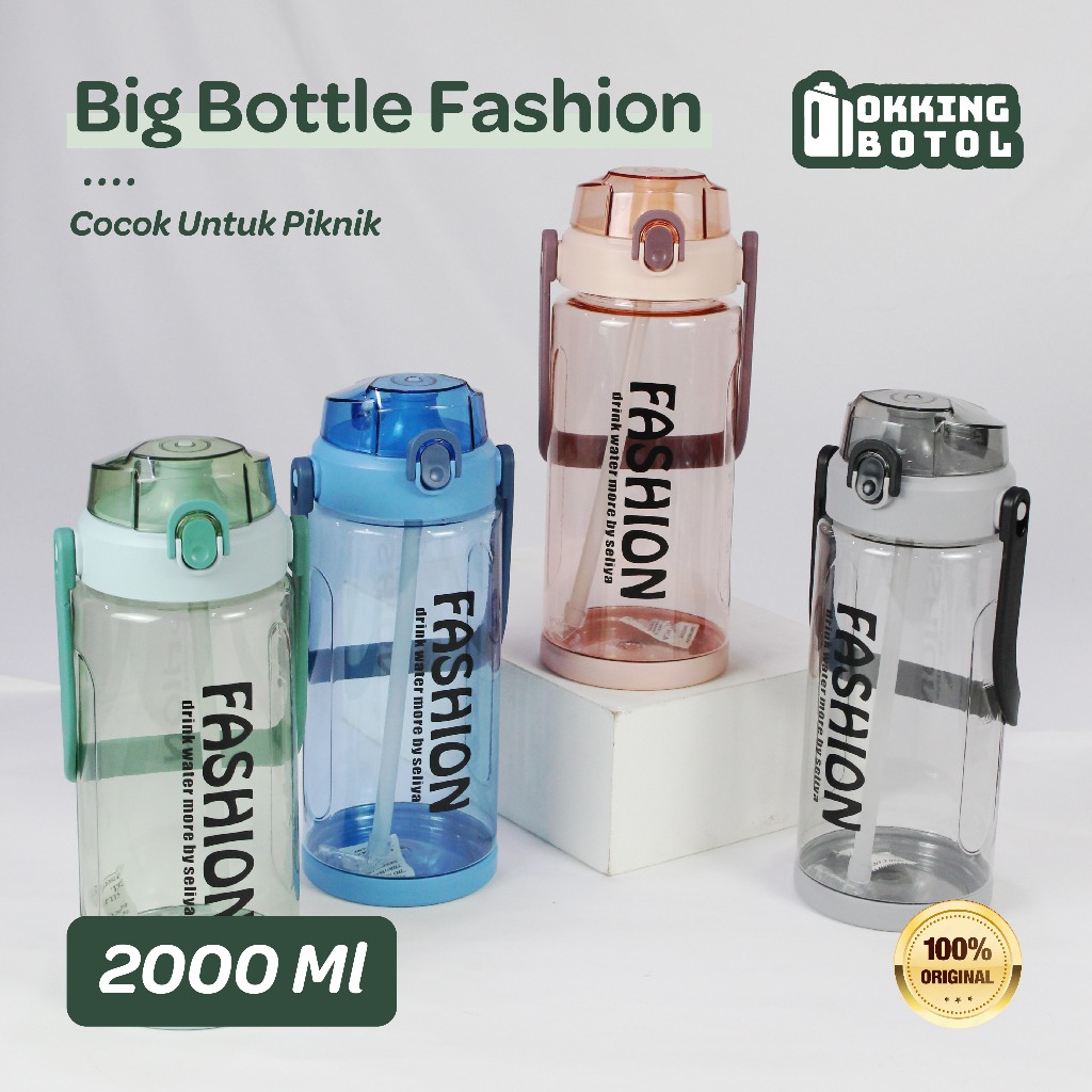 Jual BOTOL MINUM JUMBO 2000 ML DOUBLE LOCK 2 LITER BPA FREE PRAKTIS ...